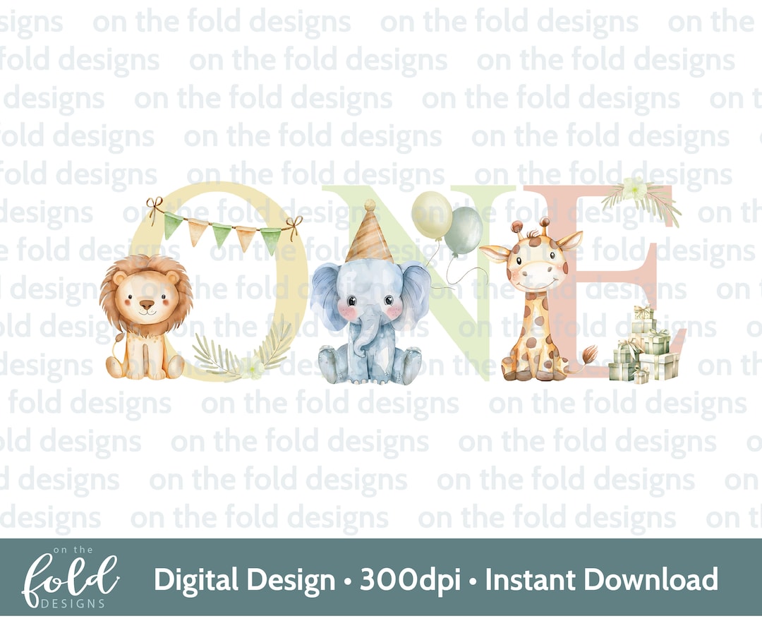 Safari 1st Birthday, Clipart, Number One Png, Jungle Animal Sublimation ...
