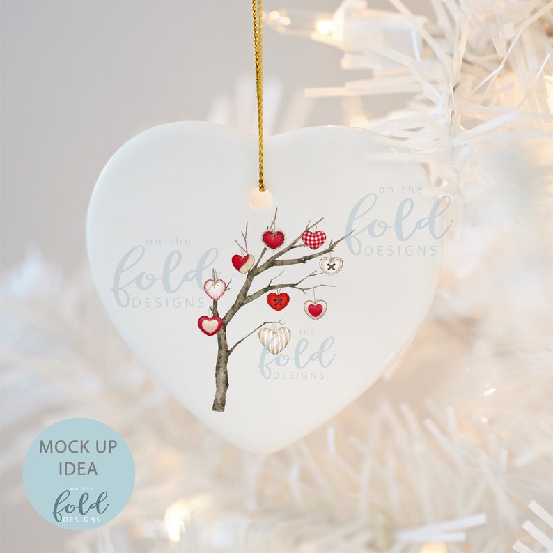 Valentine Heart String Tree Branch for Personalisation Png Instant ...