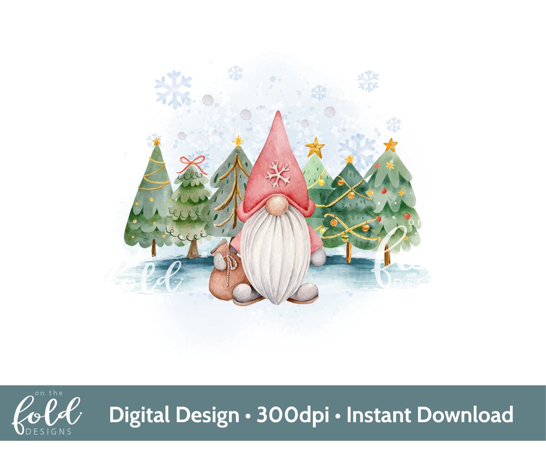 Gonk Christmas Gnome Clipart: Winter Scene PNG Digital Download ...
