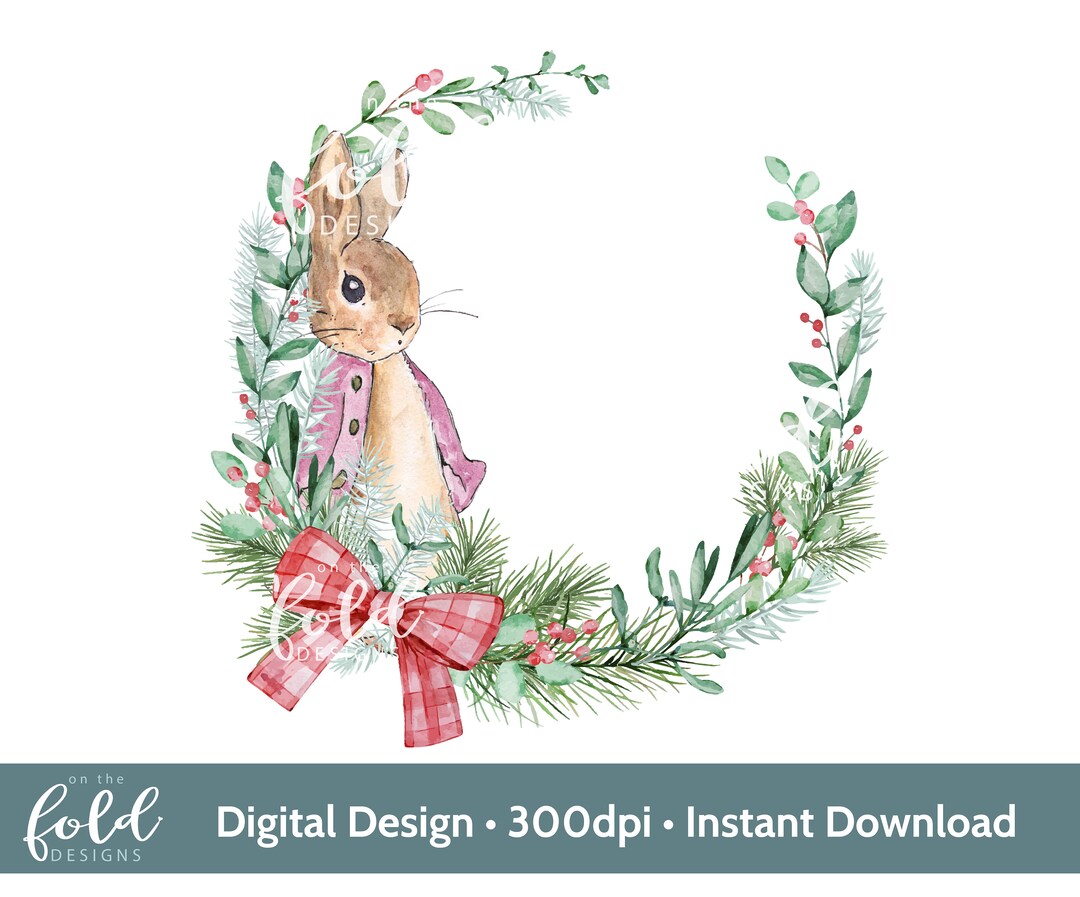 Flopsy Bunny Christmas Wreath PNG Instant Digital Clipart Download ...