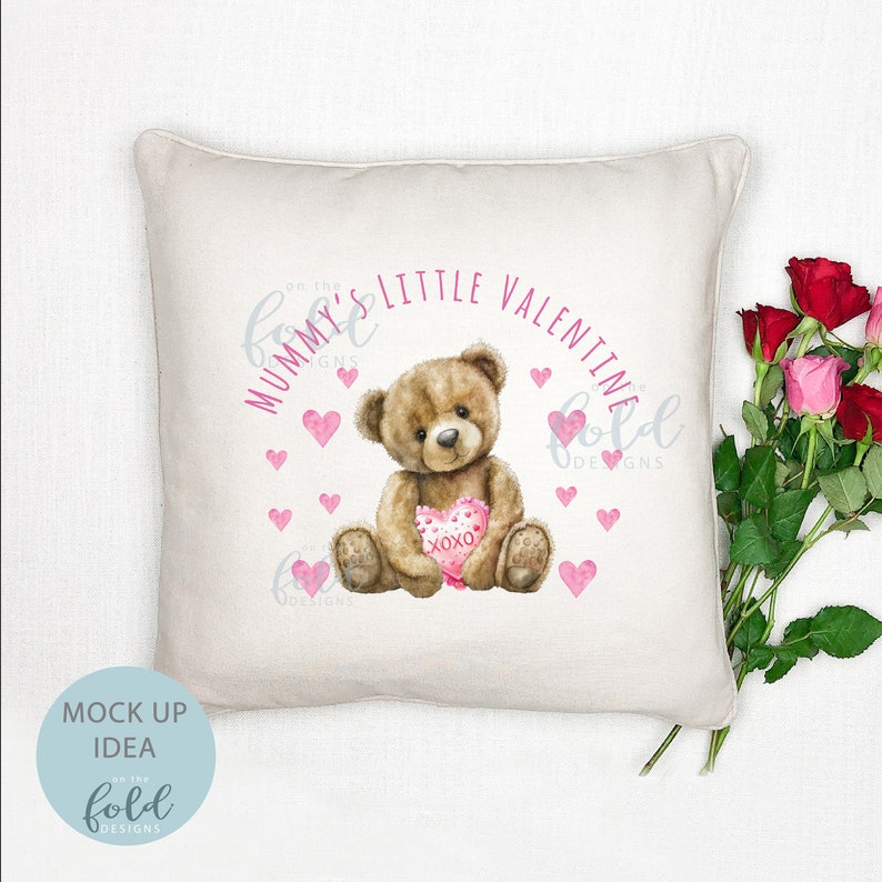 Mummy's Little Valentine Teddy Clipart Baby Pink Cute Heart PNG Digital ...