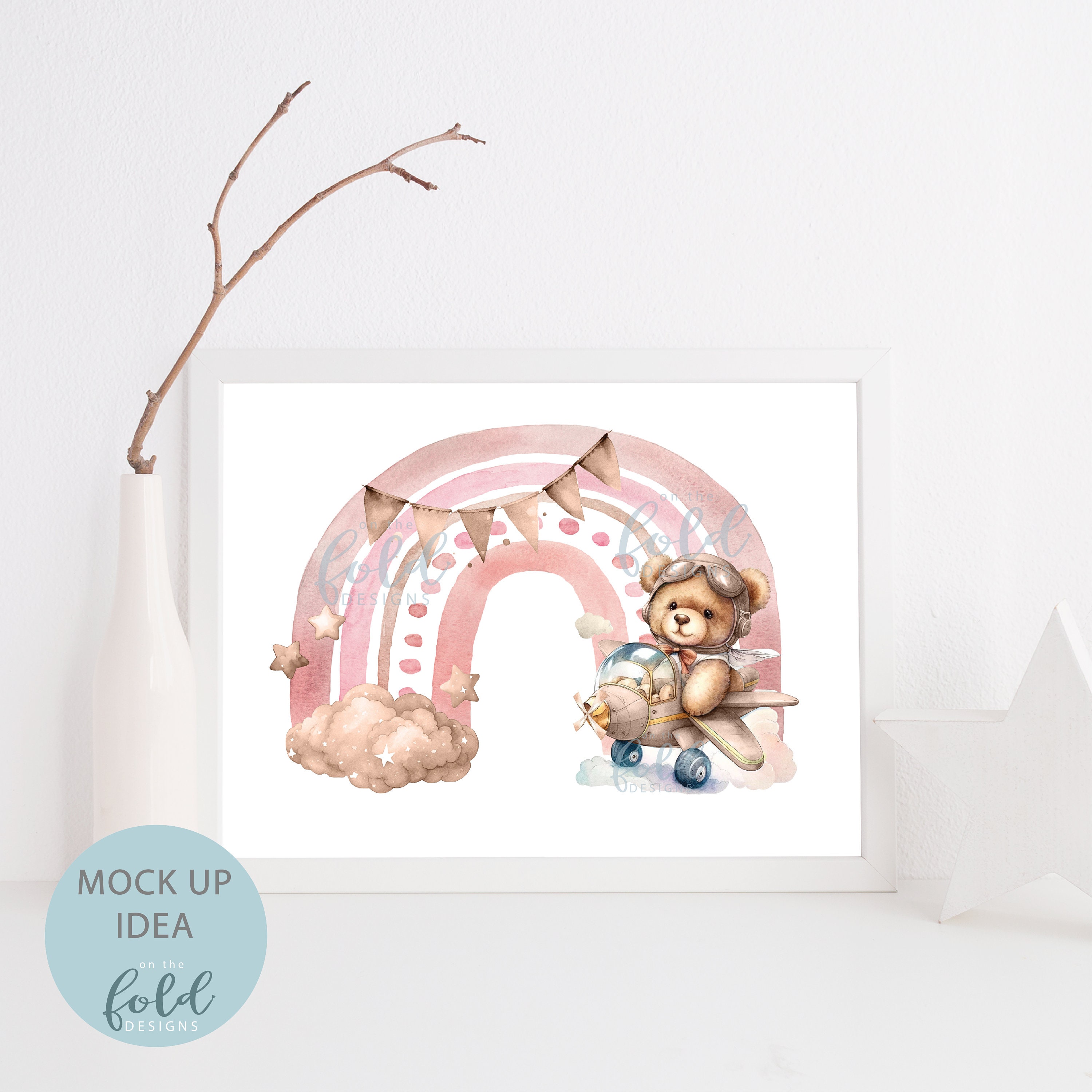 Teddy Rainbow Plane PNG Transparent Clipart Design New Baby - Etsy