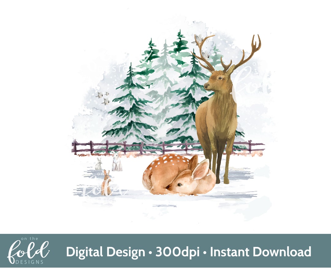 Woodland Winter Scene PNG Instant Digital Clipart Download Ideal for ...