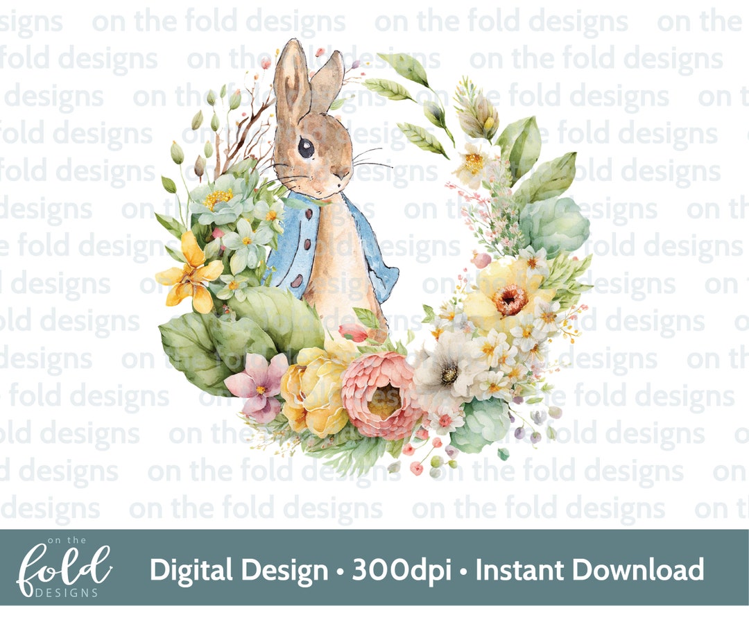 Peter Rabbit, Wreath, Flowers, Spring Garden, Easter PNG, Watercolour ...