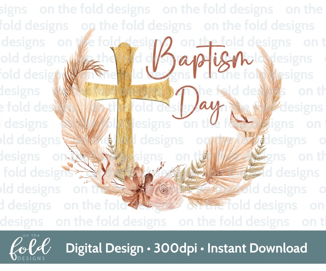 Christening Day Clipart, Baptism Cross PNG Sublimation Design Instant ...