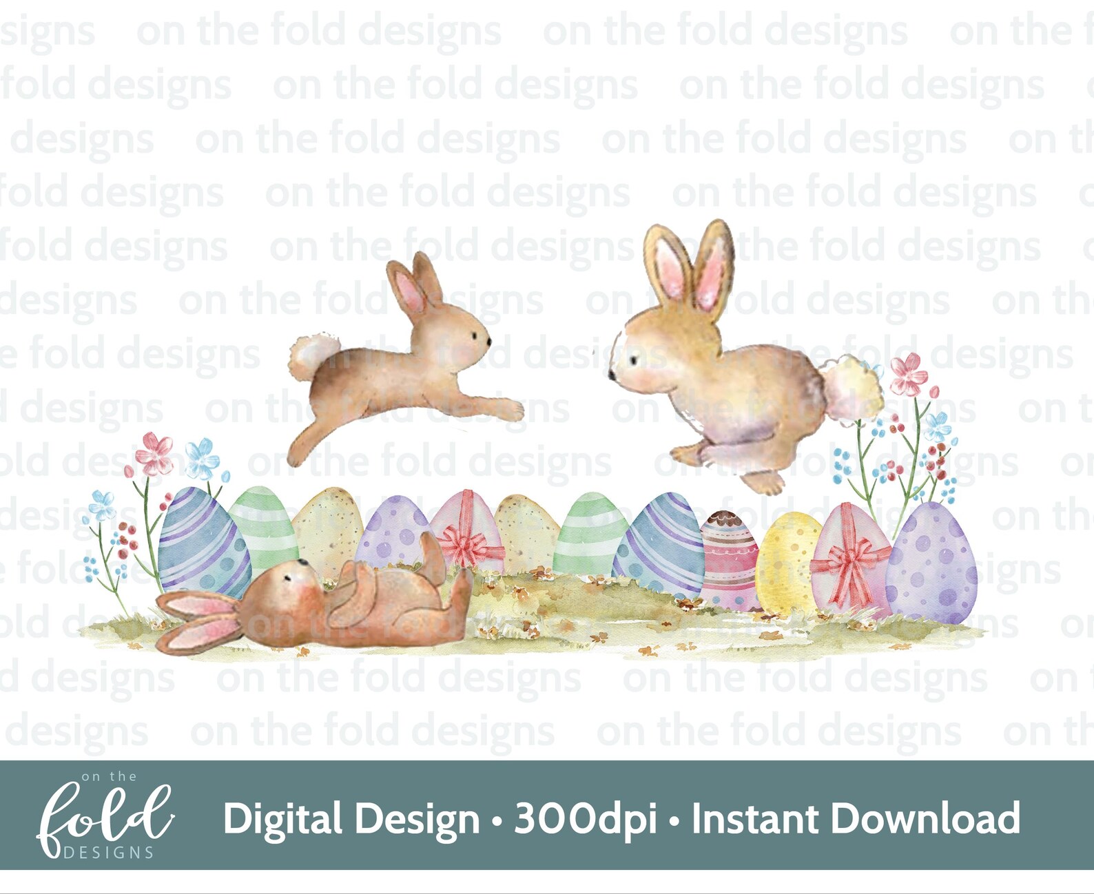 Cute Bunny Clipart Easter Eggs Pastel Flowers, Spring Garden, PNG ...