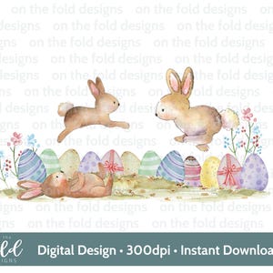 Cute Bunny Clipart Easter Eggs Pastel Flowers, Spring Garden, PNG ...