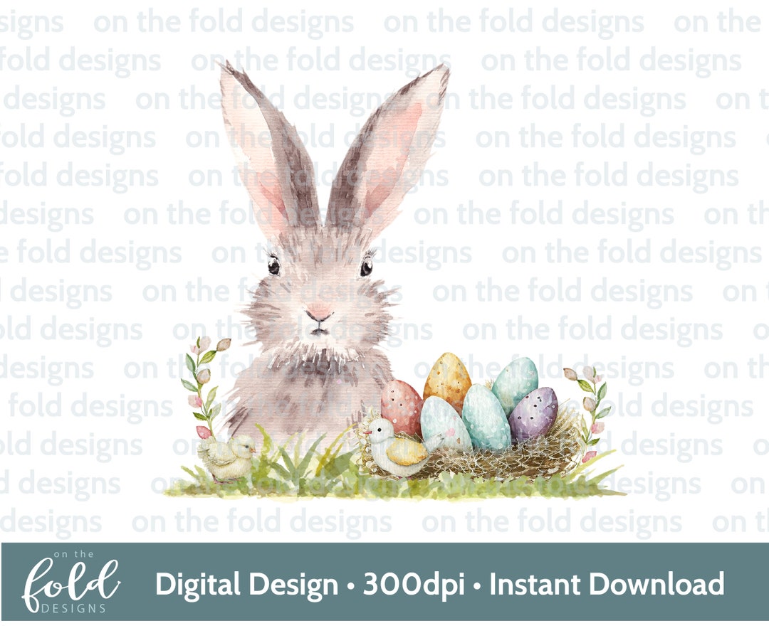 Pink Bunny Easter Watercolour PNG Instant Digital Clipart Download Baby ...
