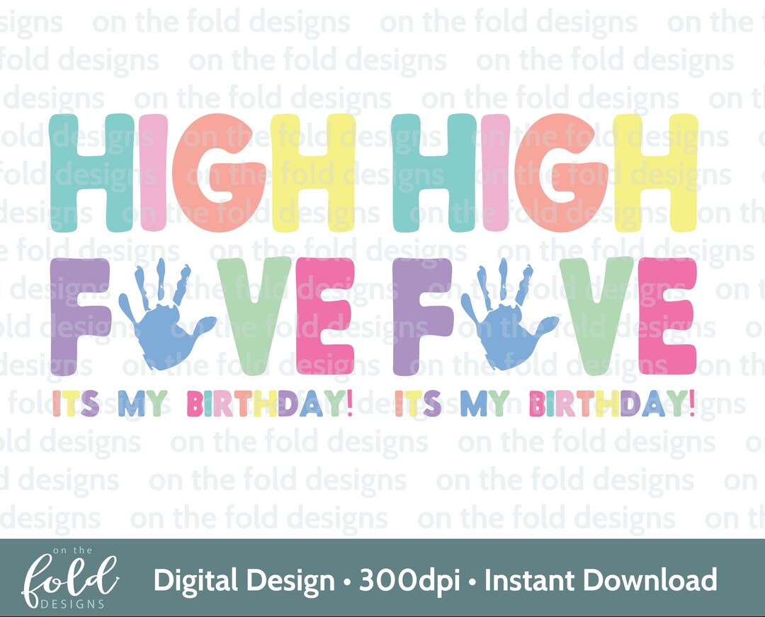 High Five Birthday Clipart 5th Birthday Pastel Colourstransparent ...