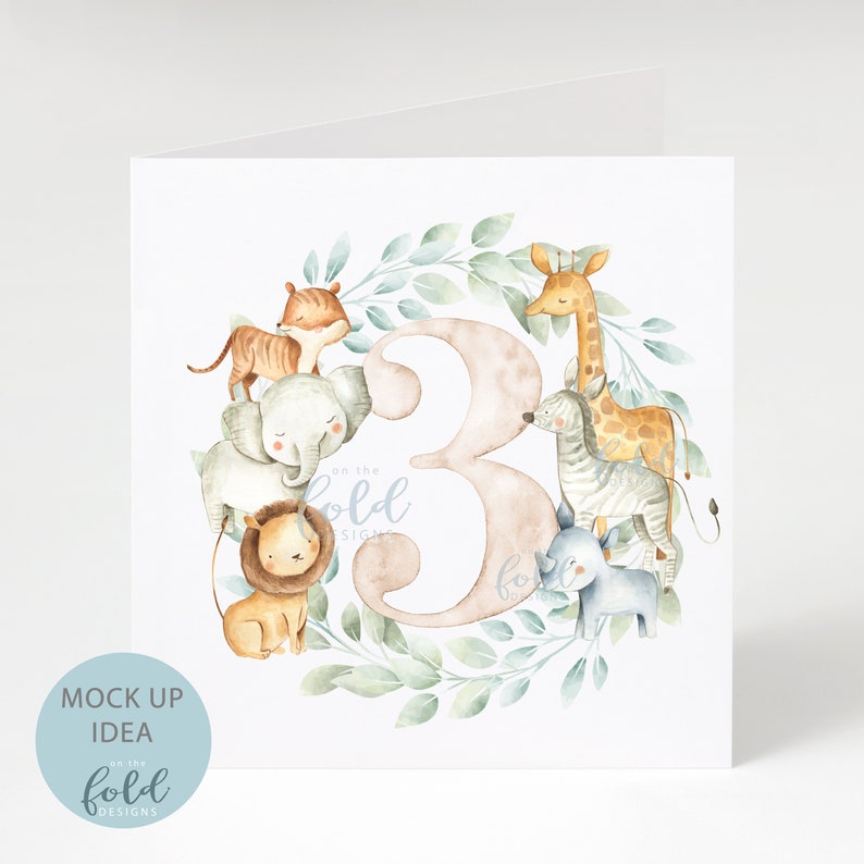 Safari 3rd Birthday Clipart Number One Png Jungle Animal - Etsy