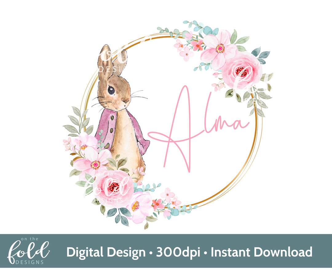 Flopsy Bunny Floral Wreath Clipart Instant Download File With ...