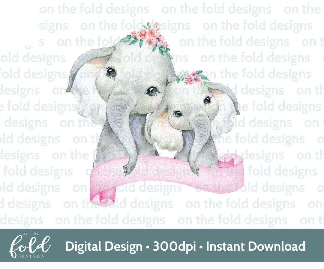 Mother's Day Elephant Clipart New Mummy PNG Floral Digital Download ...