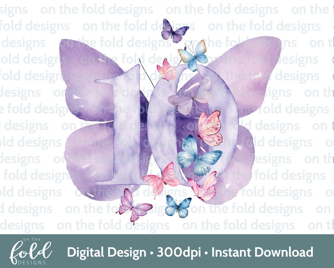 Butterfly Clipart 10th Birthday Number Ten Lilac Purple Image PNG ...
