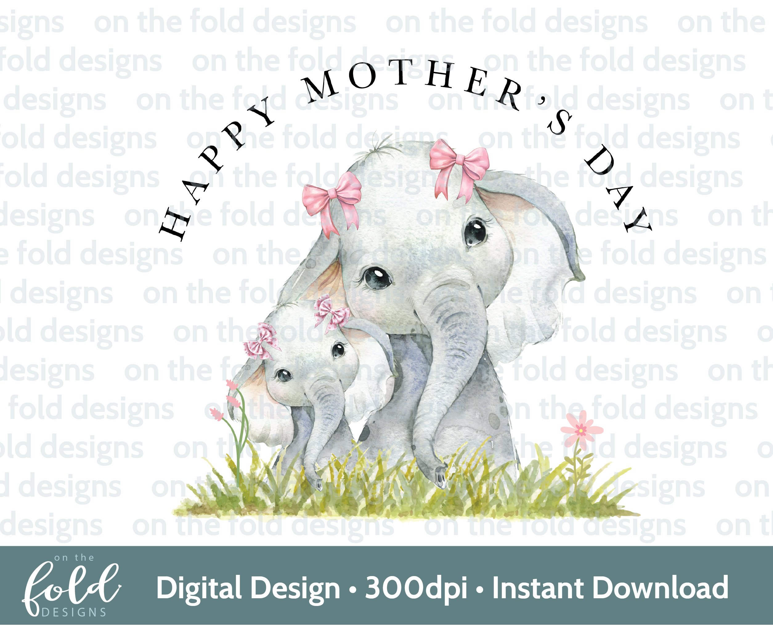 Mother's Day Elephant Clipart New Mummy PNG Floral Digital Download ...