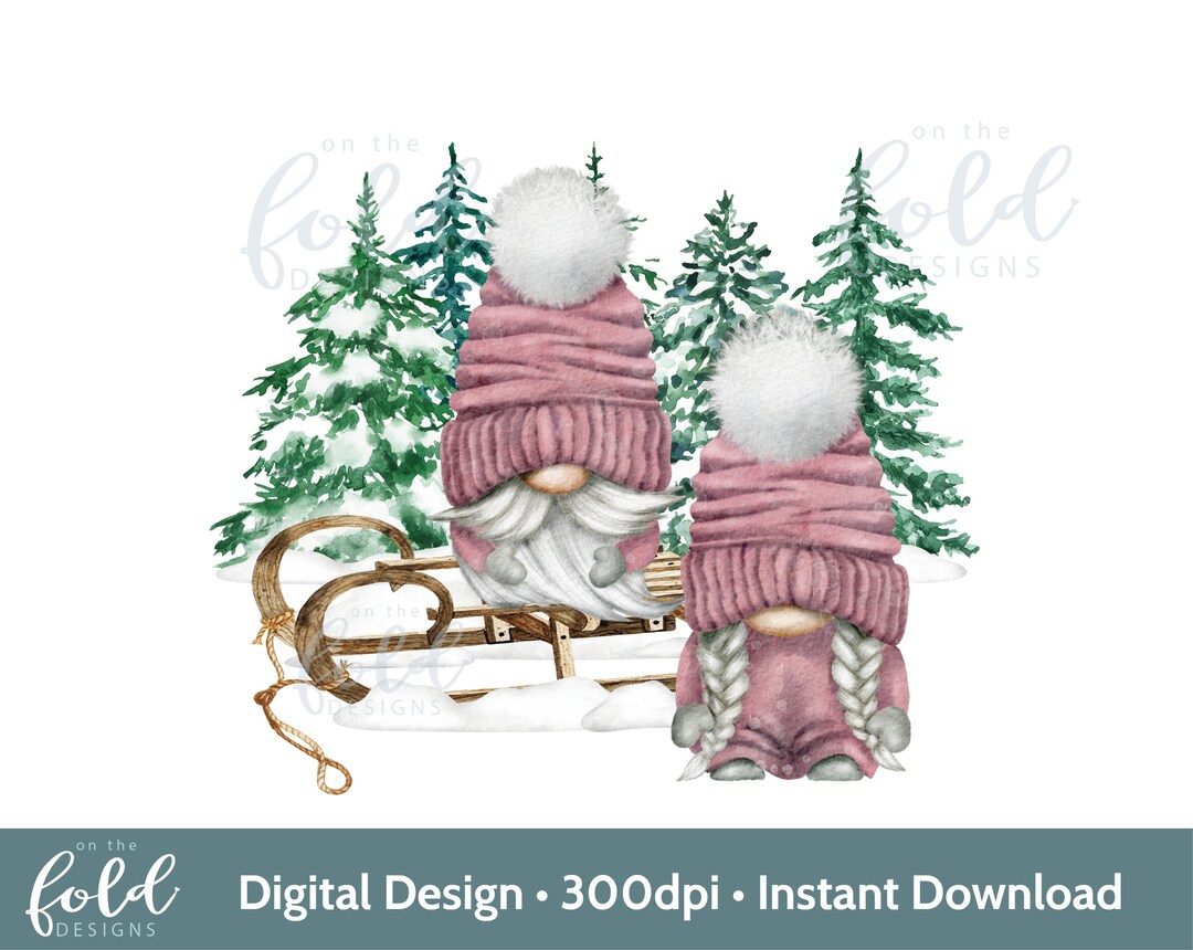 Scandi Pink Gnome Sleigh Forrest Gonk PNG Instant Digital Clipart ...
