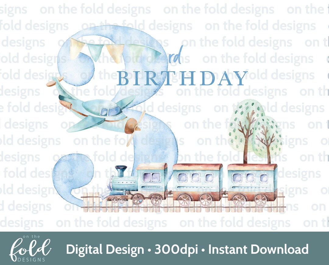 Train, Number 3, Boy 3rd Birthday, Clipart, Sublimation, PNG. Instant ...
