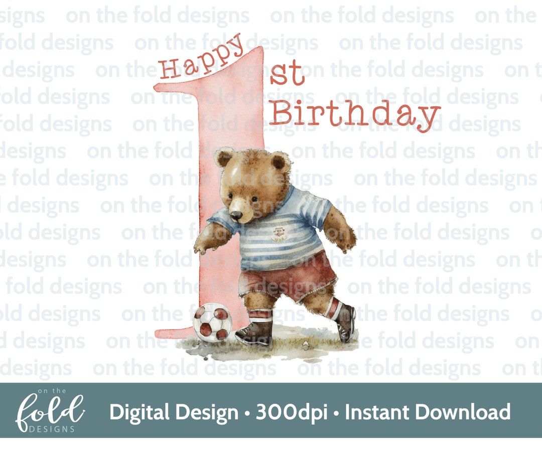 1st Birthday Clipart Football Number 1 Footy Cute Teddy Bear ...