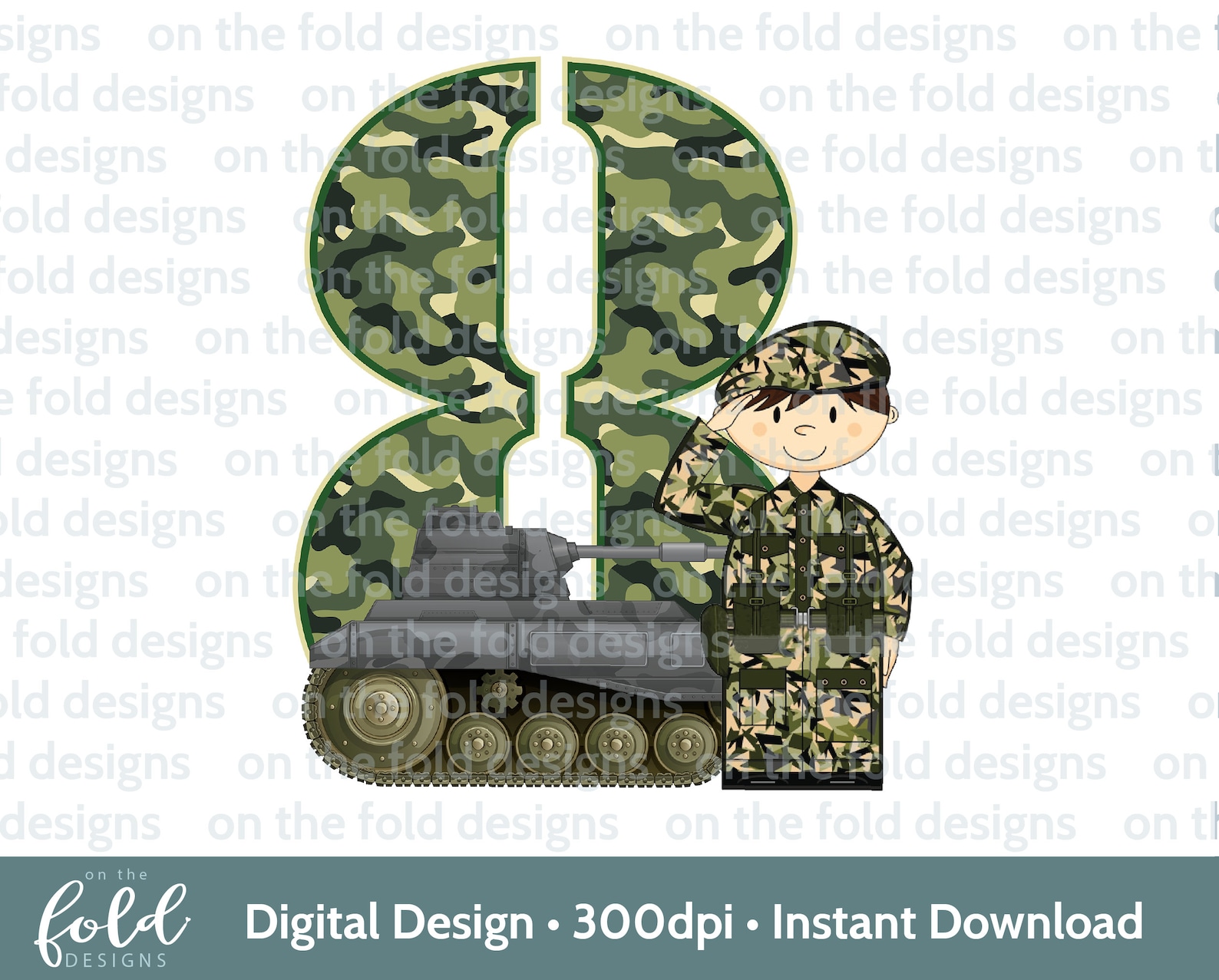 Army 8th Birthday Clipart, Soldier Number 8 Sublimation PNG Digital ...