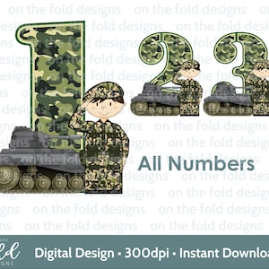 Army Number Set Birthday Clipart, Soldier Sublimation PNG Digital ...