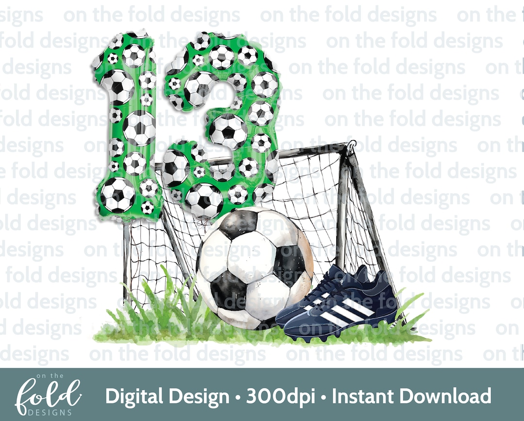 Football 13th Birthday Clipart Soccer Boy Tshirt Teenager Card Print ...