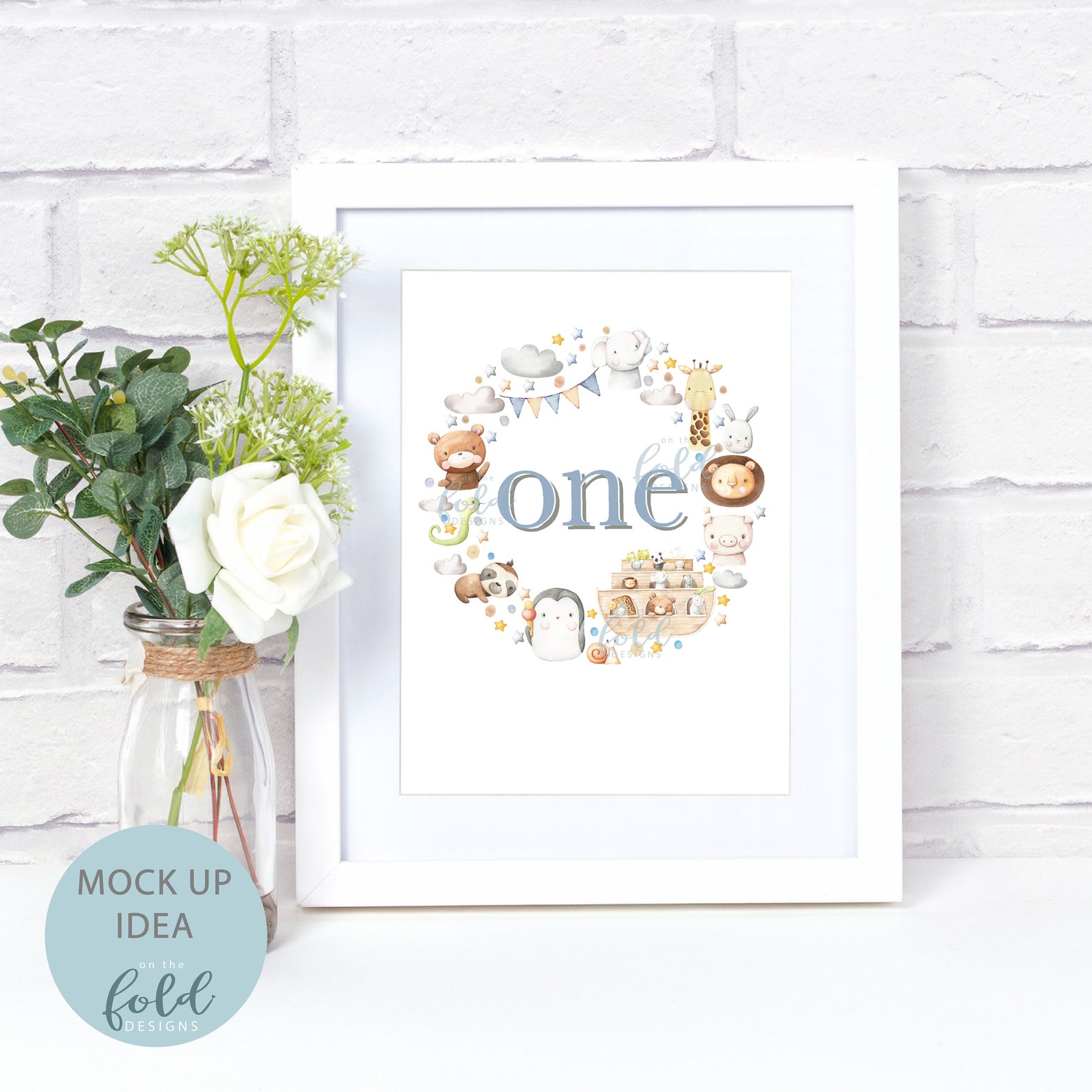 Noahs Ark 1st Birthday Clipart Frame Wreath PNG Sublimation Design ...