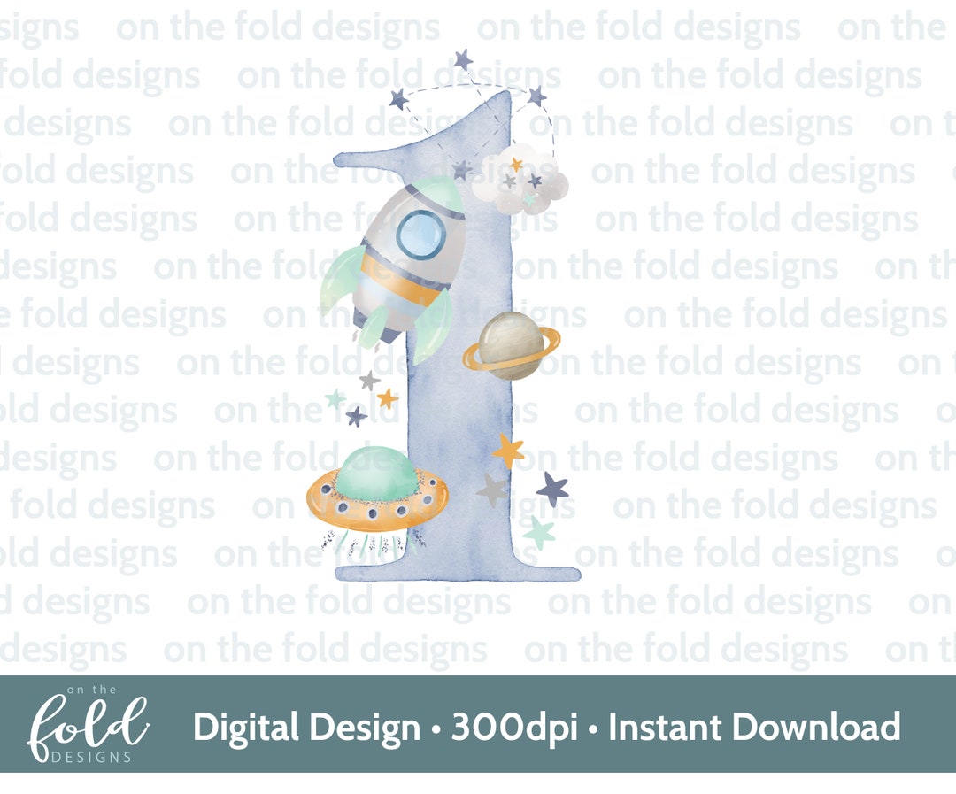 Space, Astronaut, 1st Birthday Number 1, Clipart, Sublimation, PNG ...