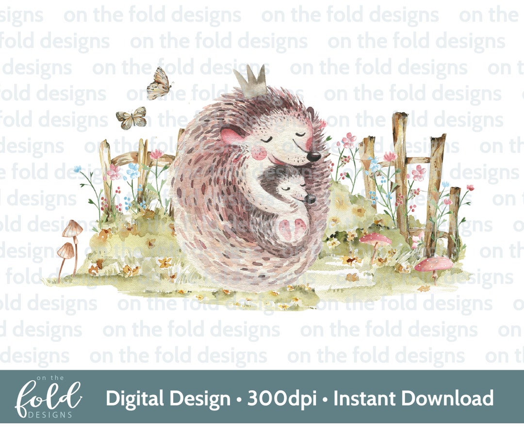Woodland Hedgehog Clipart, Cute Countryside Image, Wild Flowers ...