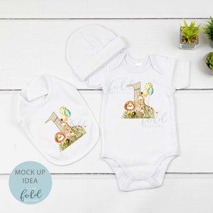 Safari 1st Birthday Number One Png With Animal Leaf and Glitter Number ...