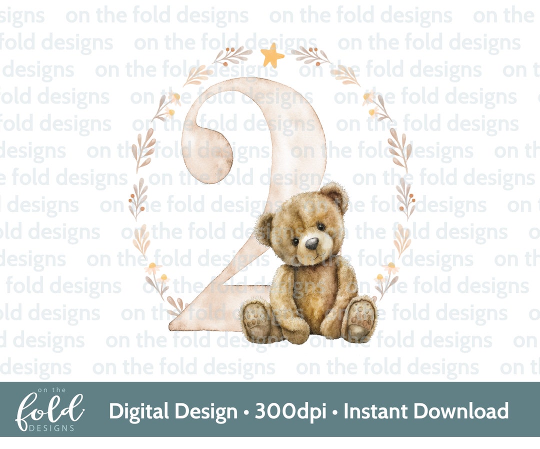 Teddy Bear, Number 2, Balloons, 2nd Birthday, Clipart, Sublimation. PNG ...