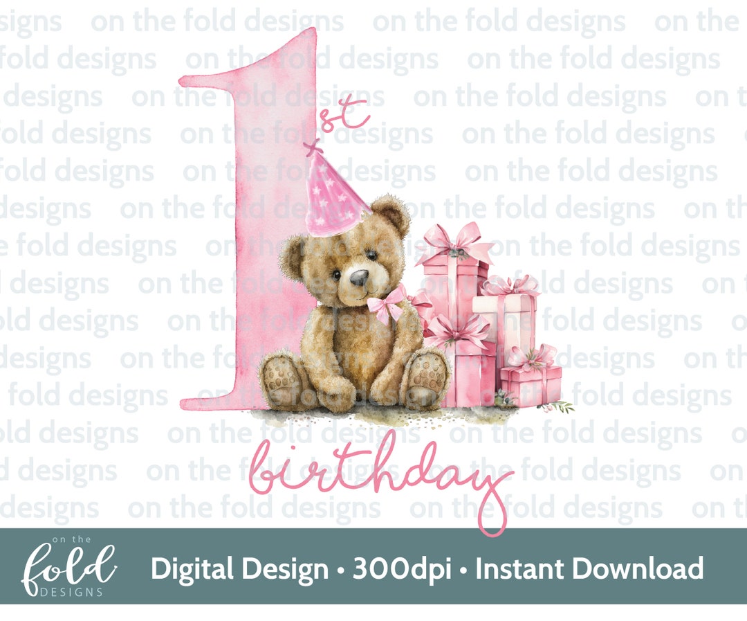 Teddy Bear, Pink 1st Birthday, Png Download, Transparent Background ...