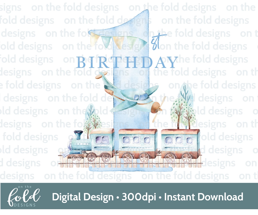 Train, Plane, Number 1, Boy 1st Birthday, Clipart, Sublimation, PNG ...