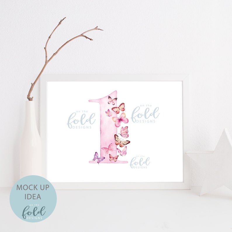 1st Birthday Butterfly Clipart, Number One Image, Png Instant Download ...