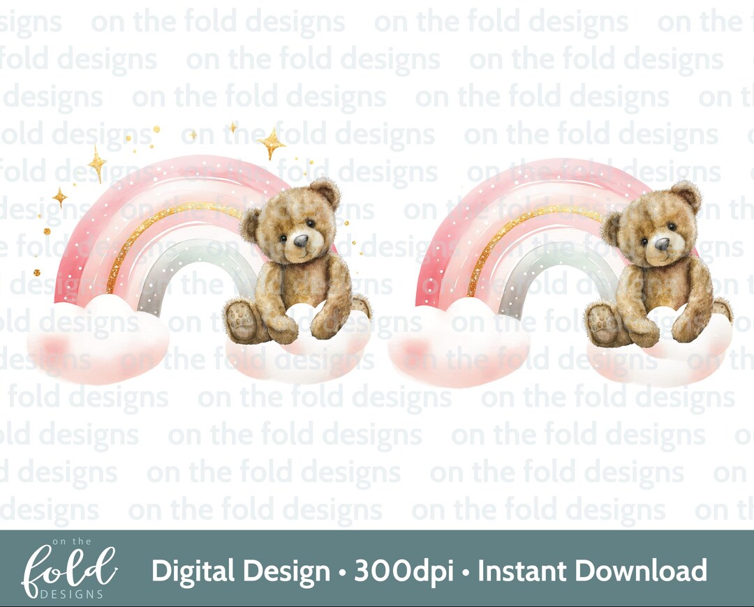 Teddy Bear Rainbow Clipart PNG Baby Pink Girl Transparent Background ...