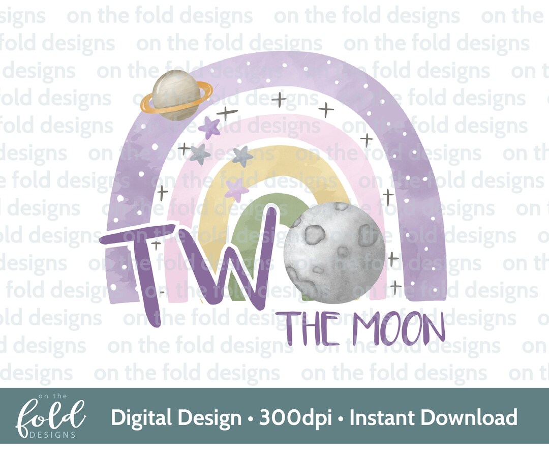 Two the Moon, Space Clipart, Rainbow Planets, Sublimation Design ...