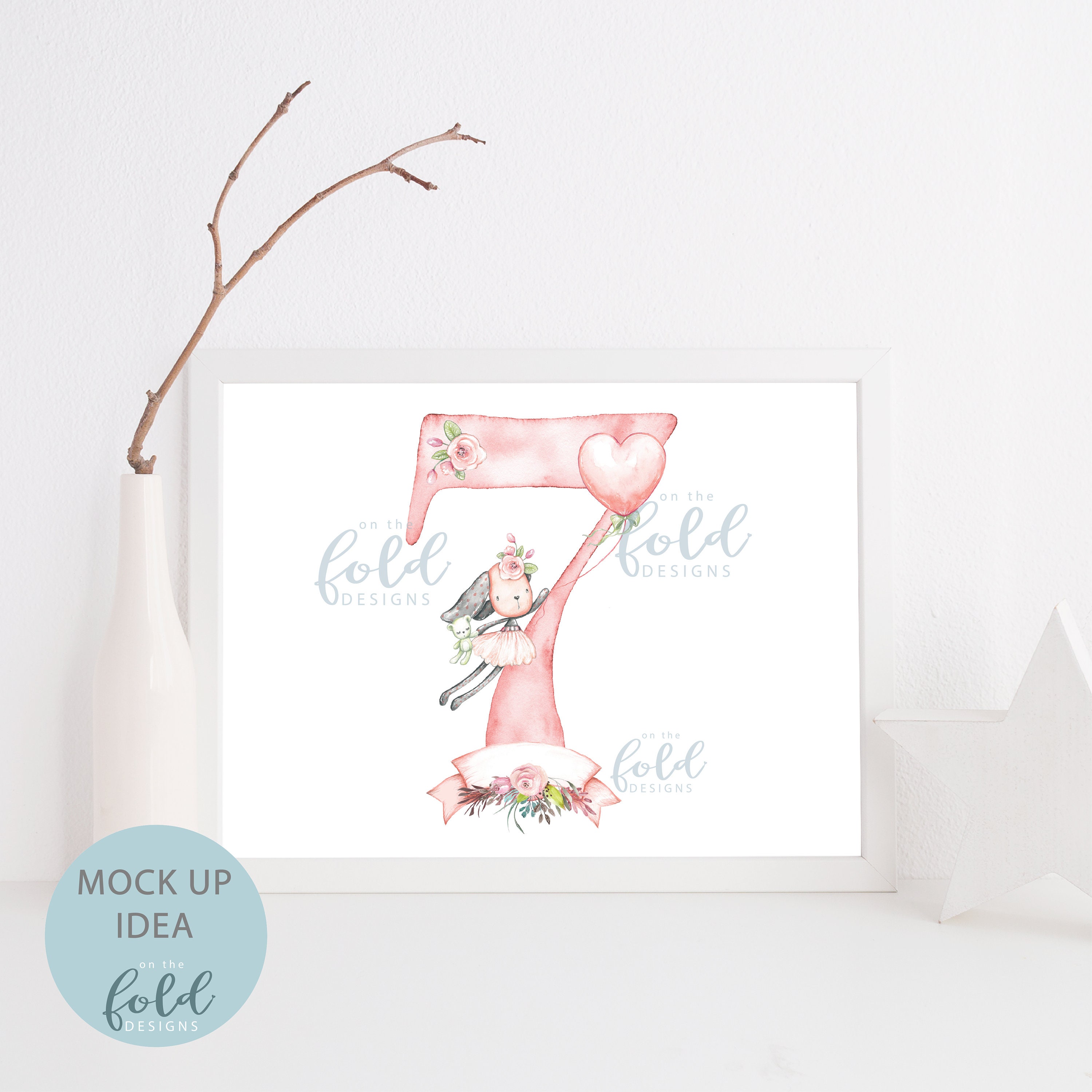 7th Bunny Balloon Clipart, Sublimation, Cute Rabbit, Fun, Birthday ...