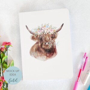 Highland Cow Floral Garland Headpiece Clipart Instant Download File ...