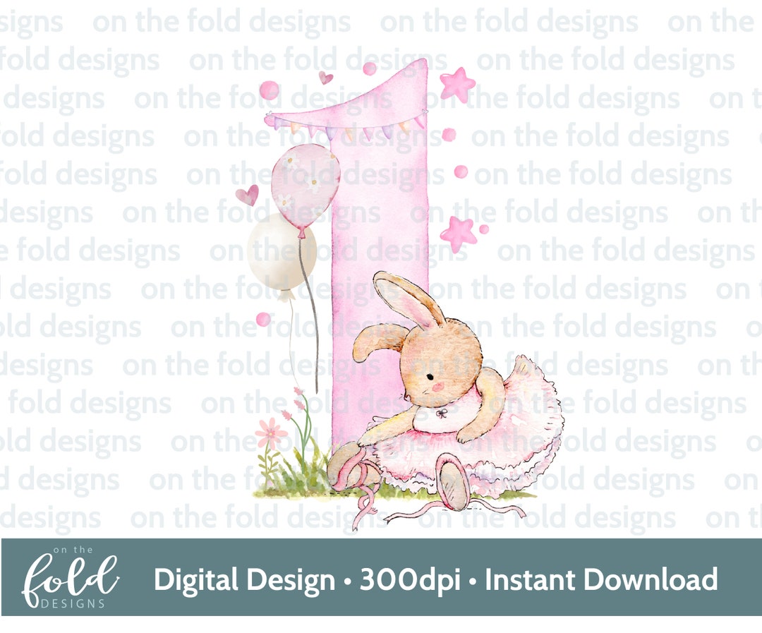 Ballerina, 1st Birthday, Ballet Bunny, Pink Dancer, Sublimation Design ...