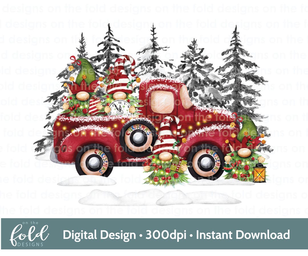 Gnome Christmas Clipart Scandi Hot Cocoa New Year Red Truck Red Gonk ...