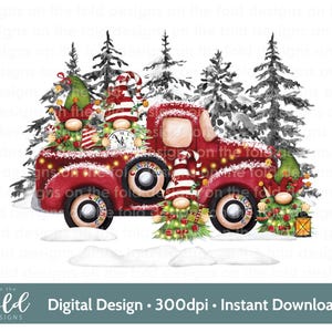Gnome Christmas Clipart Scandi Hot Cocoa New Year Red Truck Red Gonk ...