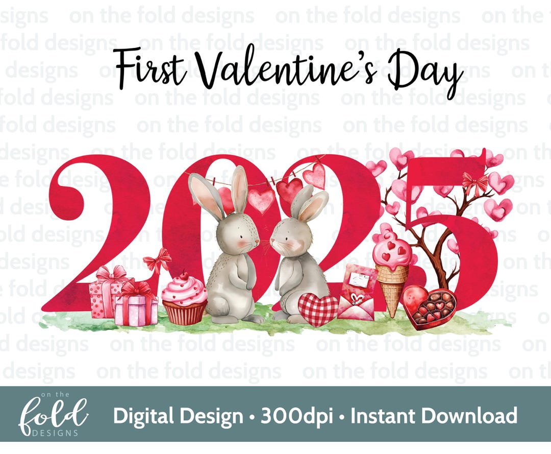 Bunny Rabbit Valentine Clipart 2025 Heart Garden PNG Instant Digital ...