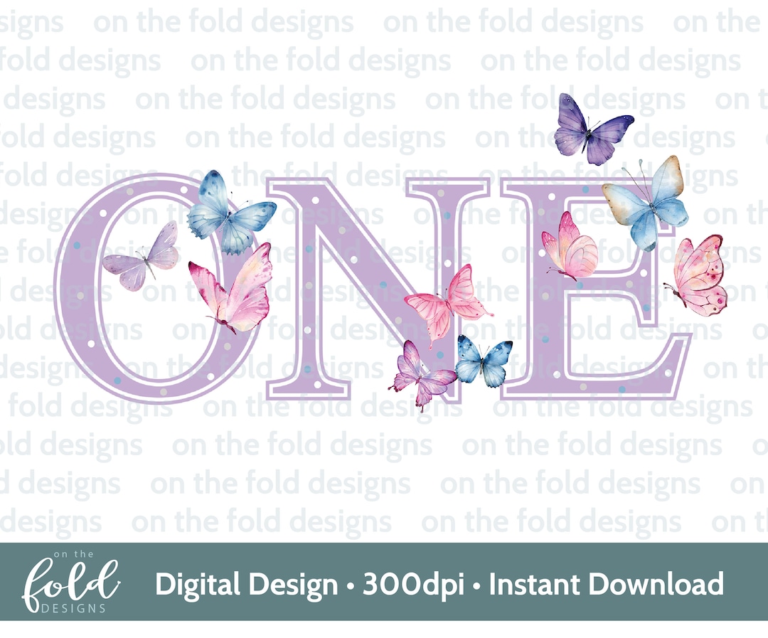 1st Birthday Butterfly Clipart, Number One Image, Png Instant Download ...