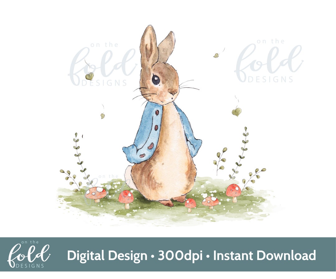 Peter Rabbit Mushroom Garden Scene Watercolour PNG Instant - Etsy