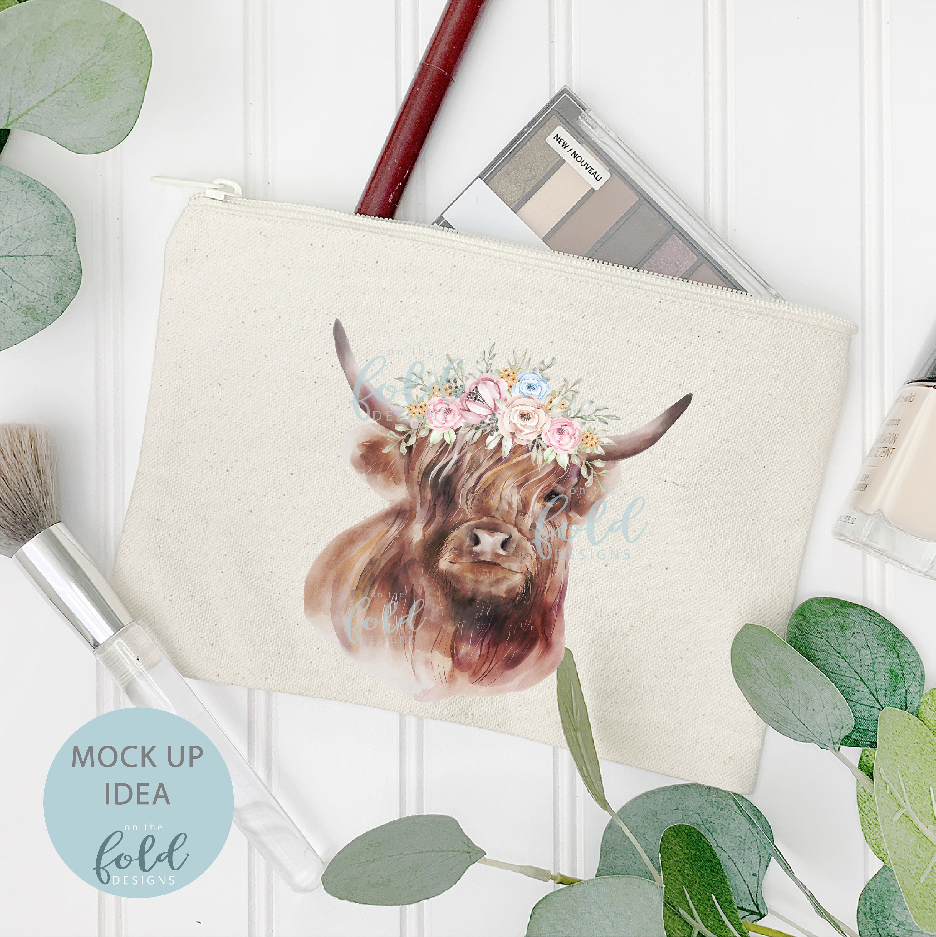 Highland Cow Floral Garland Headpiece Clipart Instant Download File ...