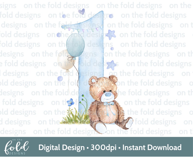 Teddy Bear 1st Birthday, Balloons, PNG Clipart (digital Download) - Etsy