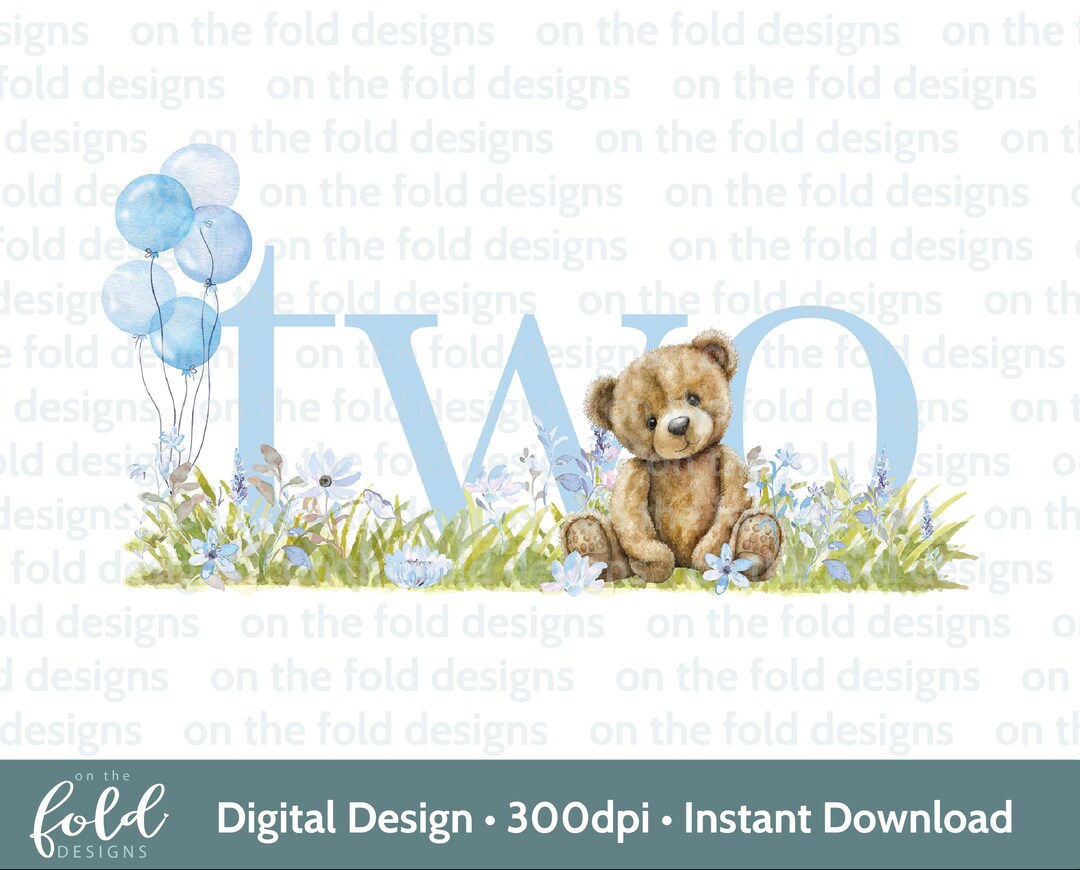 Teddy Bear 2nd Birthday Clipart Number 2 Cute Cricut Sublimation PNG ...
