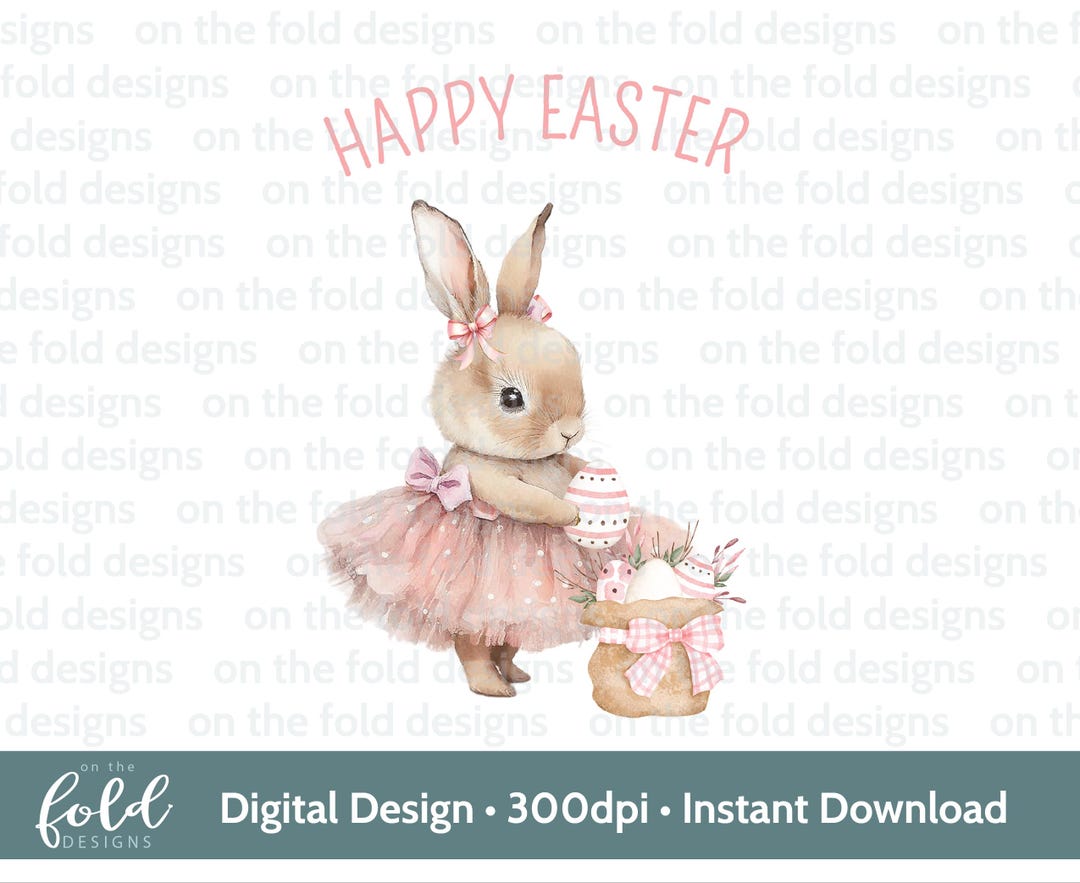 Pink Easter Bunny Clipart Ballerina Egg Watercolour PNG Sublimation ...
