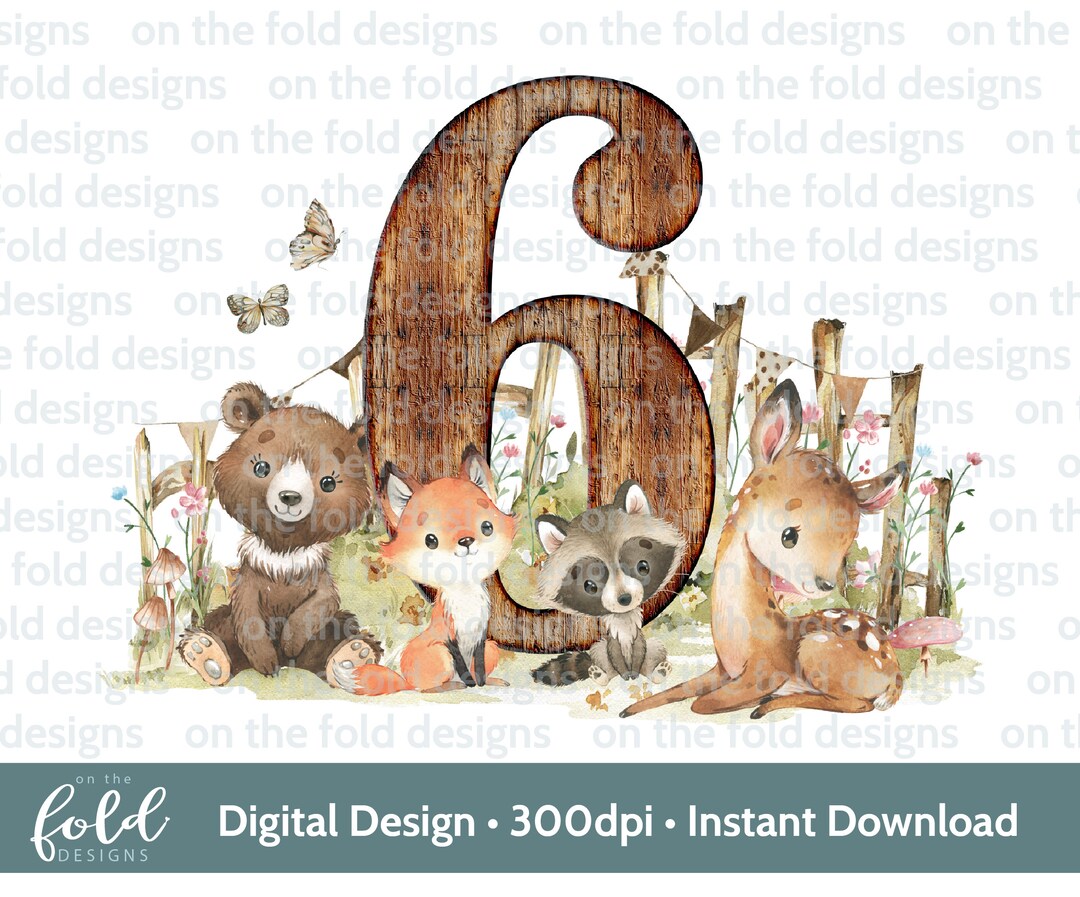 Sixth Birthday Woodland Animal Png Clipart Transparent, 6th Party ...