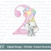 Elephant 2nd Birthday Number Two Png Safari Jungle Pink Number Design ...