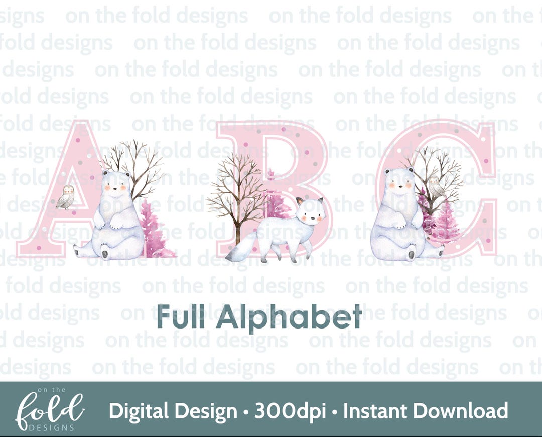 Winter Wonderland Alphabet Clipart PNG, Arctic Animals Woodland ...