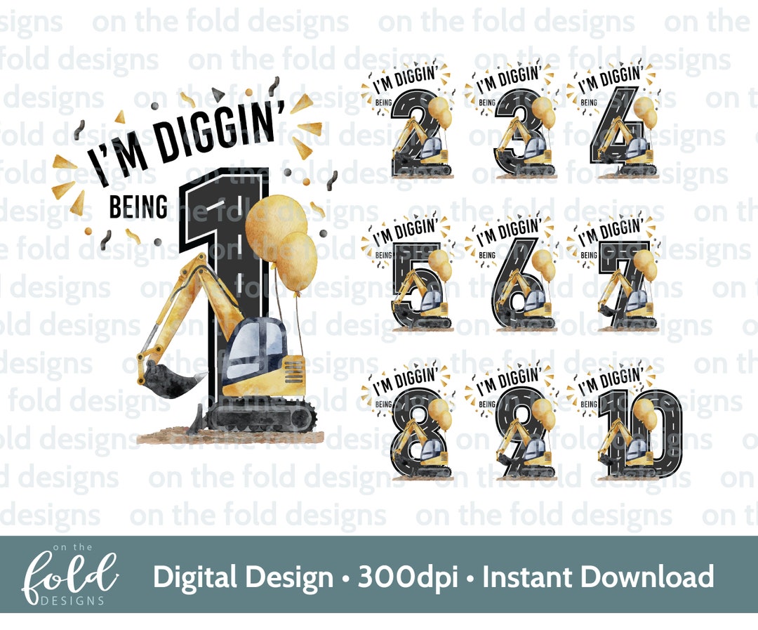 Construction Number Clipart Bundle, Digger Tractor Png, Birthday ...